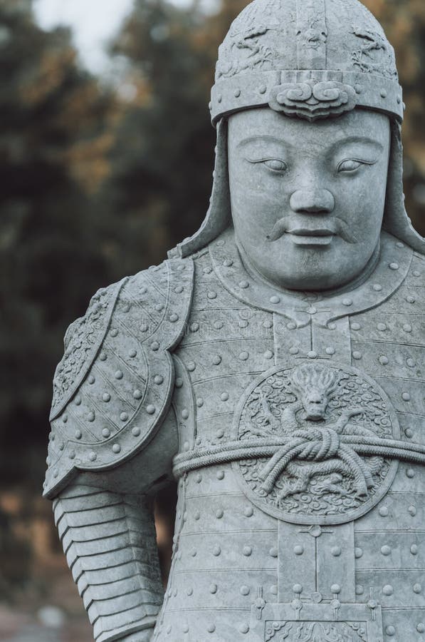 Smiling samurai statue stock photo. Image of building - 238689352