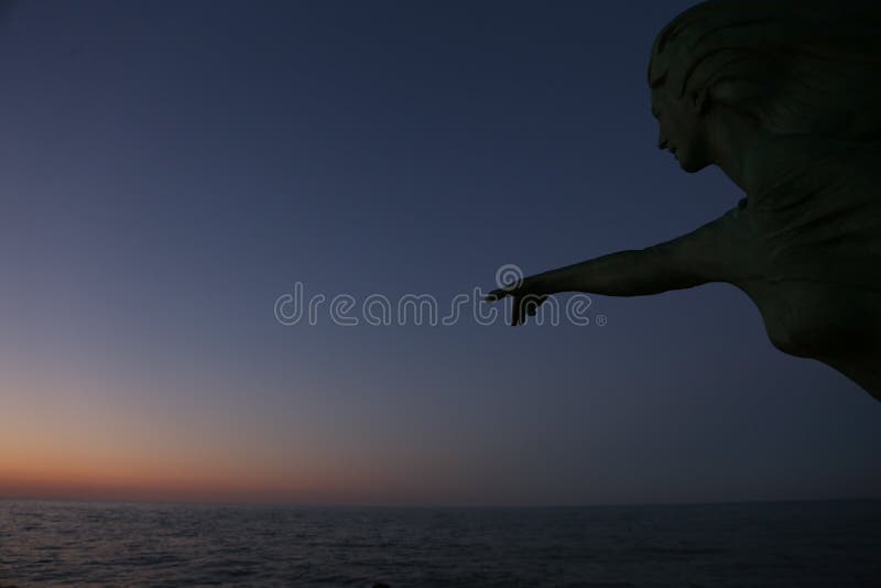 Statue Man Pointing the Way in Myanmar Stock Photo - Image of asian ...