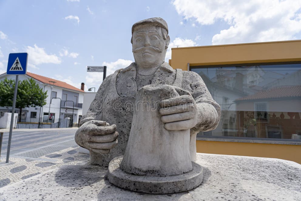 Stone Statue Representing the Potter of Miranda Do Corvo. Editorial ...