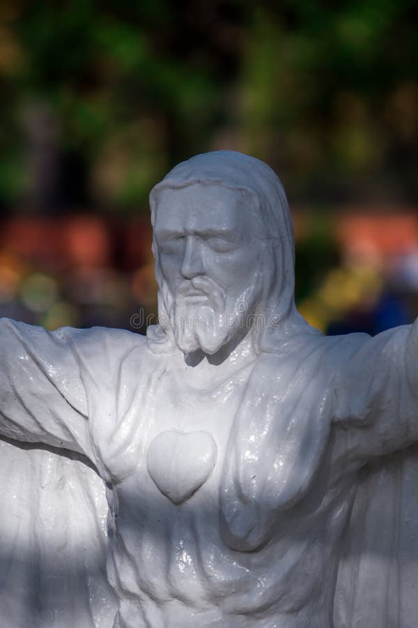 Stone Statue of the Savior in the Cemetery. Stock Photo - Image of holy ...