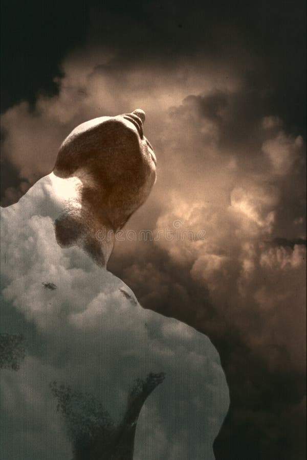 Statue Under Dramatic Clouds Stock Illustration - Illustration of ...