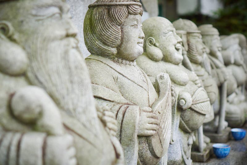 Set of Stone Statues with Different Characters Stock Image - Image of ...