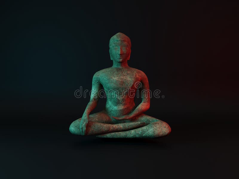 Stone Status on a Black Background. 3D Rendering Stock Illustration ...