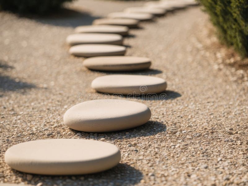 Stone Stepping Stones in a Gravel Garden Path. Stock Illustration ...