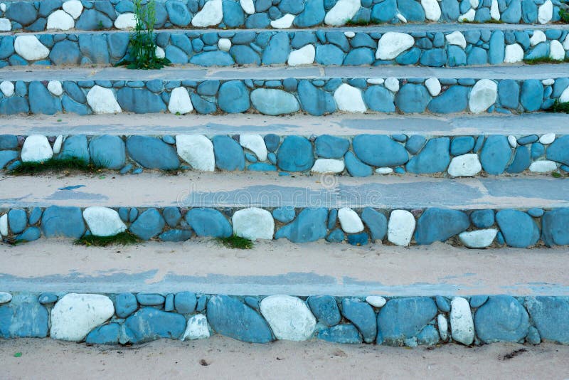 Stone Steps with an Abstract Pattern of Bright Blue Color Stock Photo ...