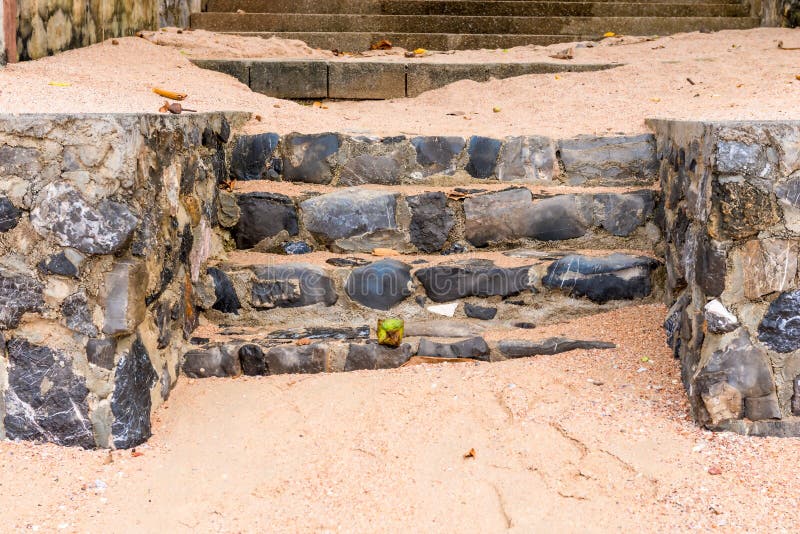 Stone Steps Close-up on a Sandy Beach Stock Image - Image of scene ...