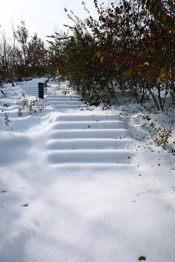 Stone Steps Covered with Snow Stock Image - Image of snow, steps: 13922701