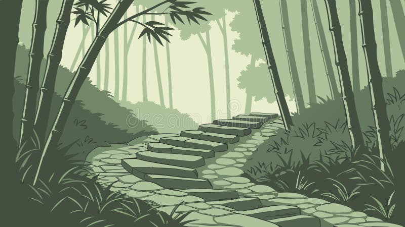 Stone Steps in Forest, Natural Pathway and Woodland Trail Scene Vector ...