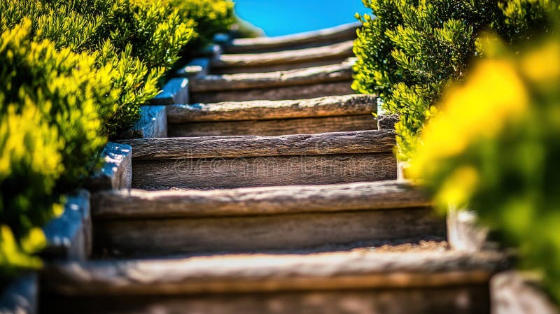 Stone Steps Garden Path Ascent Sunny Day Stock Photo - Image of ...