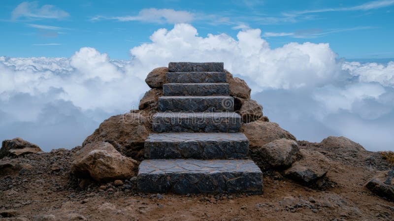 Stone Steps Leading into the Clouds. Stock Illustration - Illustration ...