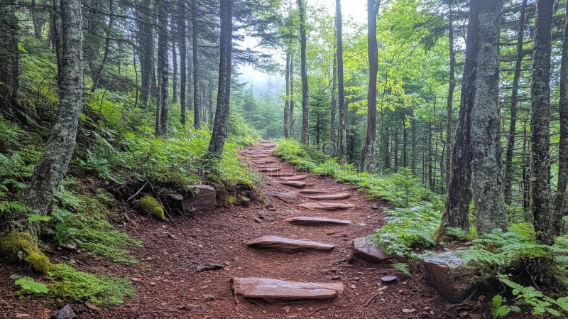 Stone Steps Leading Up a Forested Path Stock Photo - Image of ascent ...