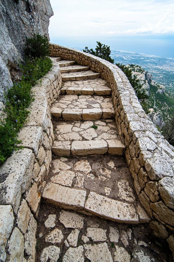 Stone Steps Leading Up a Mountain Path. Stock Illustration ...