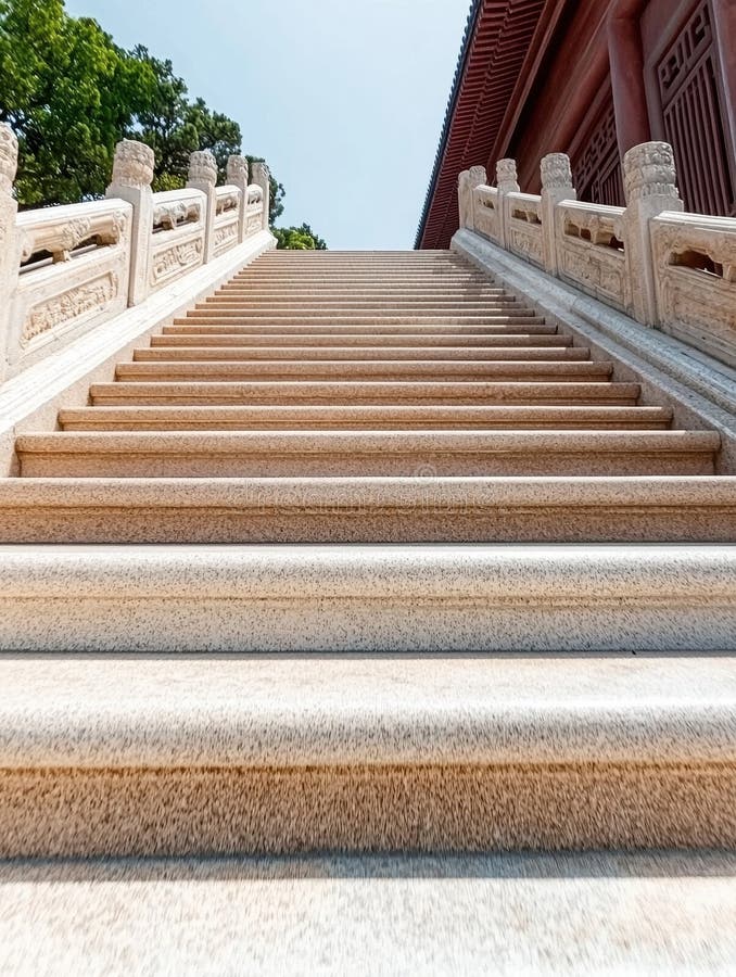 Stone Steps Leading Up To a Temple Stock Illustration - Illustration of ...