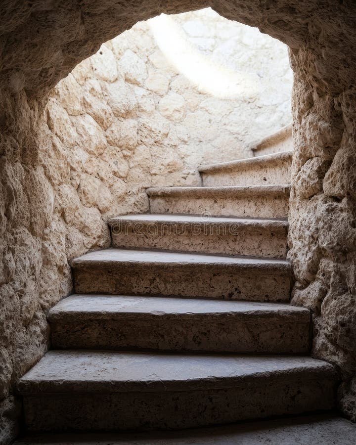 Stone Steps Leading Upwards in a Tunnel. Stock Illustration ...