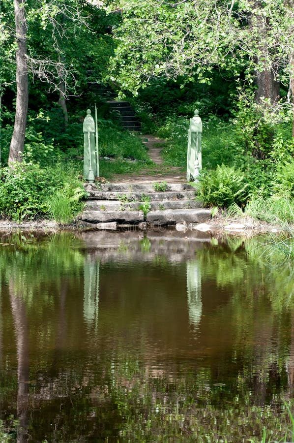 Stone steps leading stock image. Image of fence, forest - 33747535