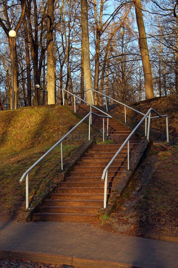 Stone steps in the park stock photo. Image of construction - 172394120