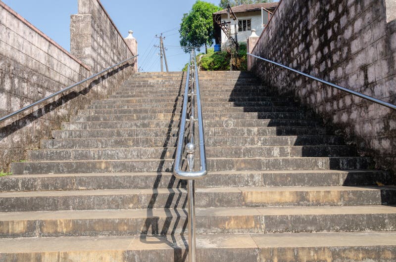Stone steps with railings stock image. Image of exterior - 272185363