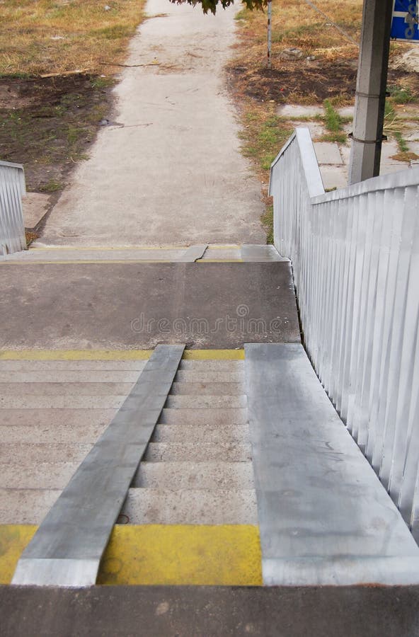 A Stone Ramp With Iron Railings. Stock Image - Image of background ...