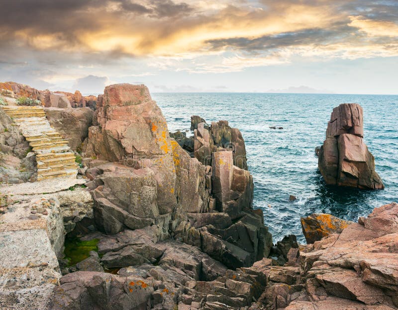 Stone Steps on Rocky Cliffs Above the Sea Stock Image - Image of ...