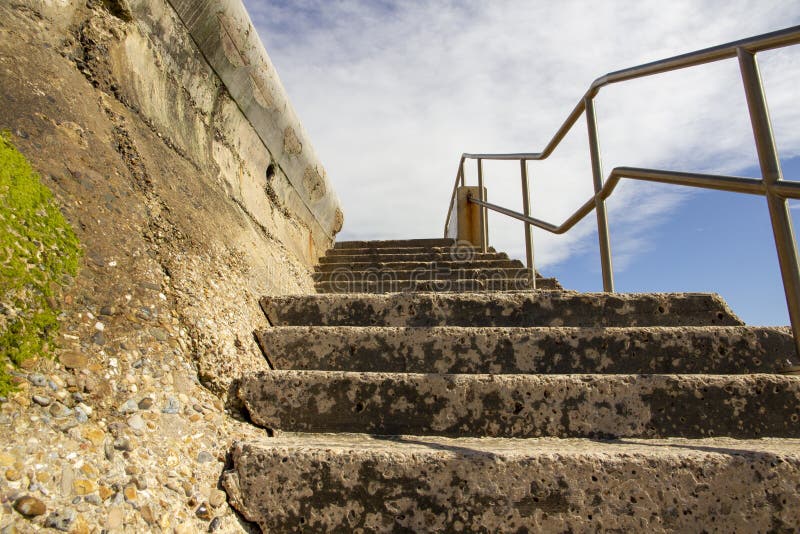 Stone Steps on Sea Wall Walton Stock Photo - Image of tourism, walton ...