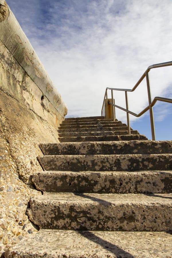 Stone Steps on Sea Wall Walton Stock Image - Image of summer, seaside ...