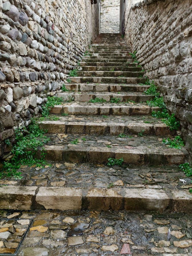 Stone Steps Street of a Mountain Italian Village Stock Image - Image of ...