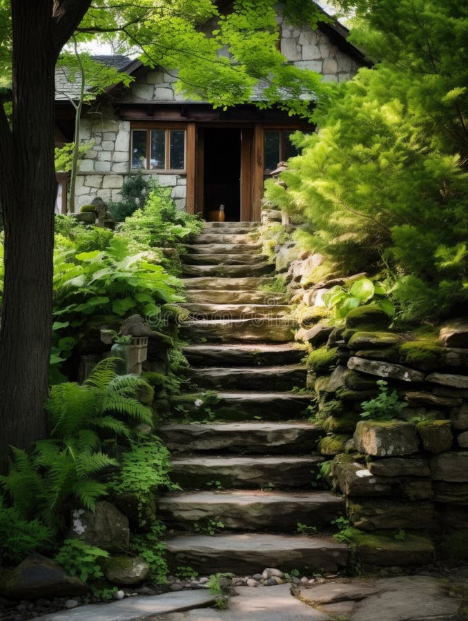 Stone Steps To Traditional House Stock Illustration - Illustration of stairs, historical: 290028734