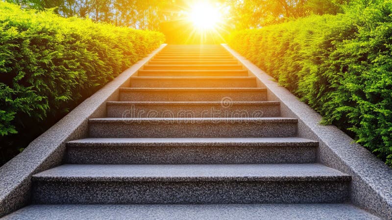 Stone Steps Wind Upwards through the Forest, Guided by a Brilliant ...