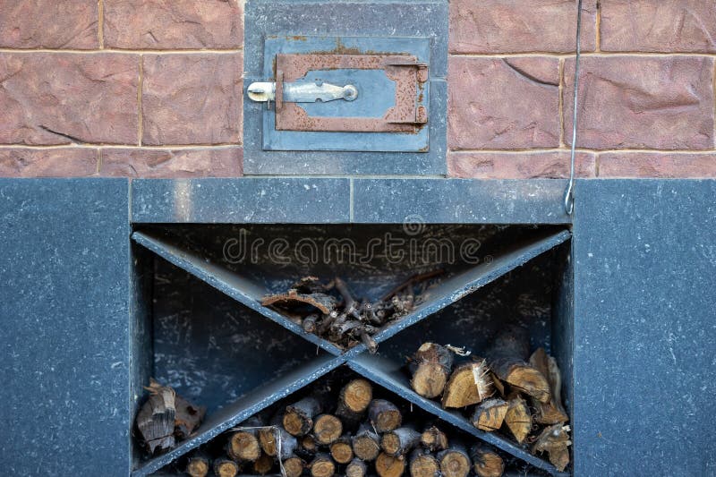 Stone Oven with Iron Ash Pit Stock Photo - Image of poker, shelf: 323053190