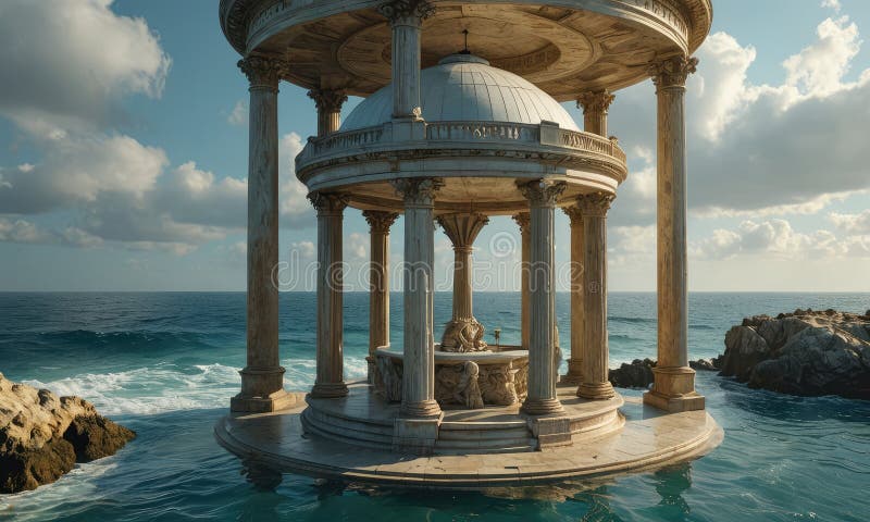 A Stone Structure is Built on Water, with Pillars and a Dome. the ...