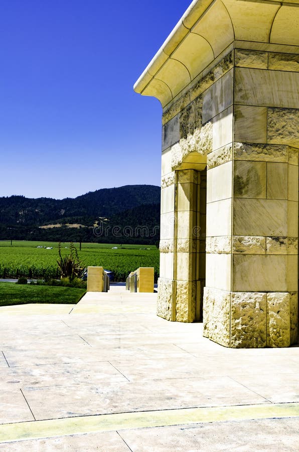 The Side of a Villa with Stone Structure on a Vineyard in Napa Valley ...