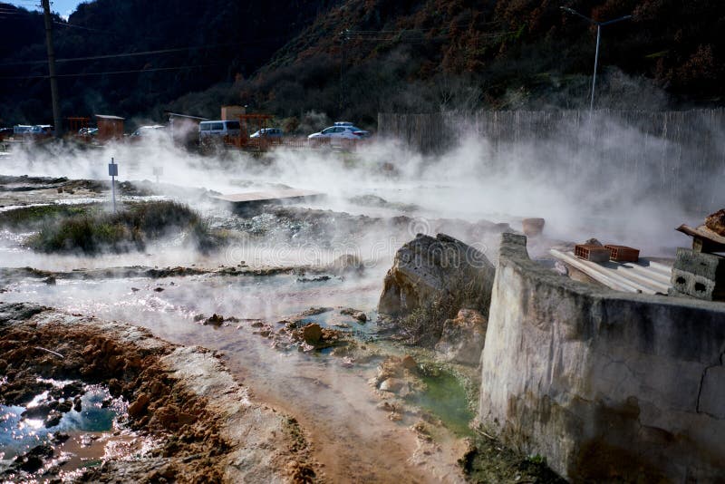 Stone Structure at the Geyser Pond on a Sunny Morning Stock Image ...