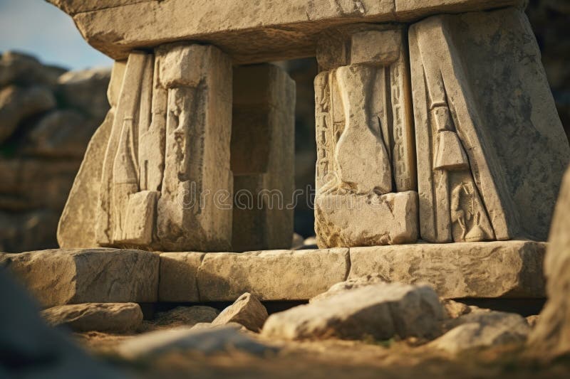 A Stone Structure with Statues on Top Stock Image - Image of generated ...