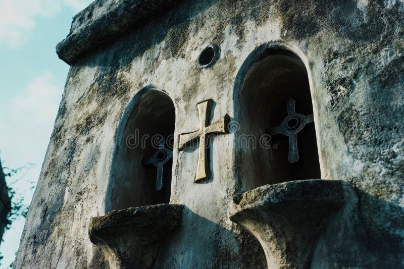 A Stone Structure with Two Crosses on Either Side, Ideal for Use in ...