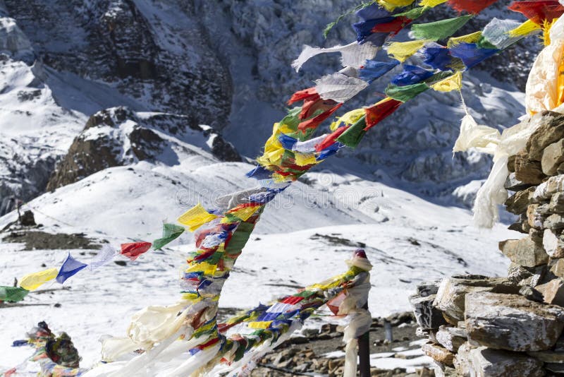 Stone Stupa with Prayer Flags Near Tilicho Lake. Nepal, Himalaya ... Stone Stupa with Prayer Flags Near Tilicho Lake. Nepal, Himalaya ...
