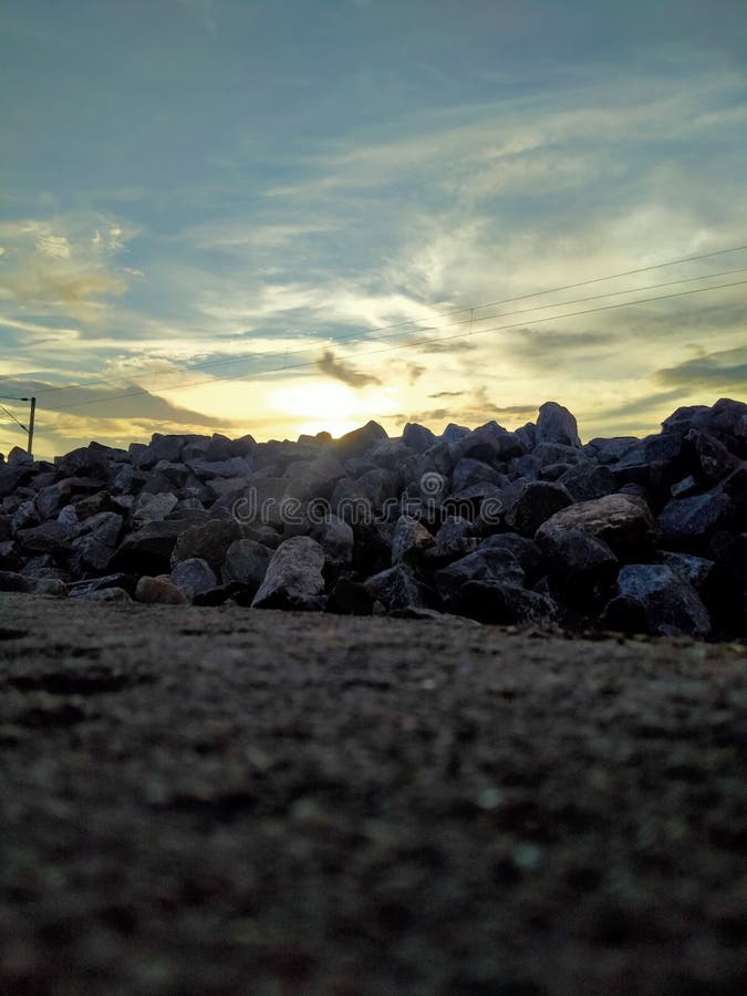 Stone Sunset Sky Electronic Tower Stock Photo - Image of sunset ...