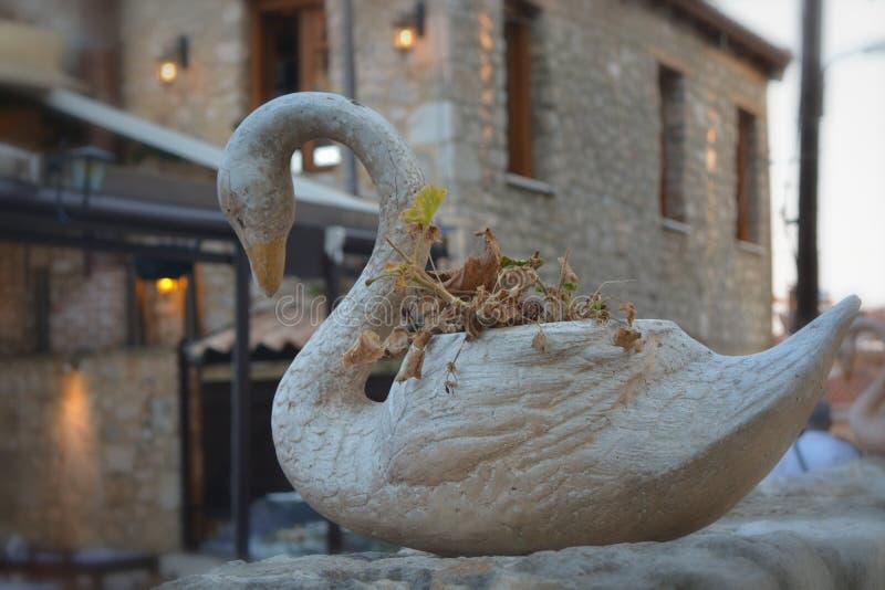 Stone swan in Afytos stock image. Image of historical - 126644191
