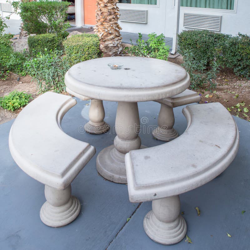 Stone Table Chair in the Park Stock Photo - Image of bench, classic ...