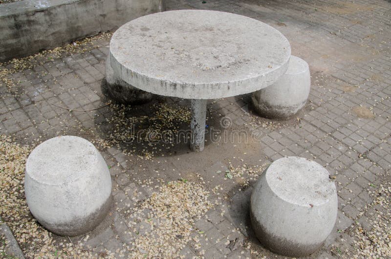 Stone Table and chairs stock image. Image of railings - 41213517