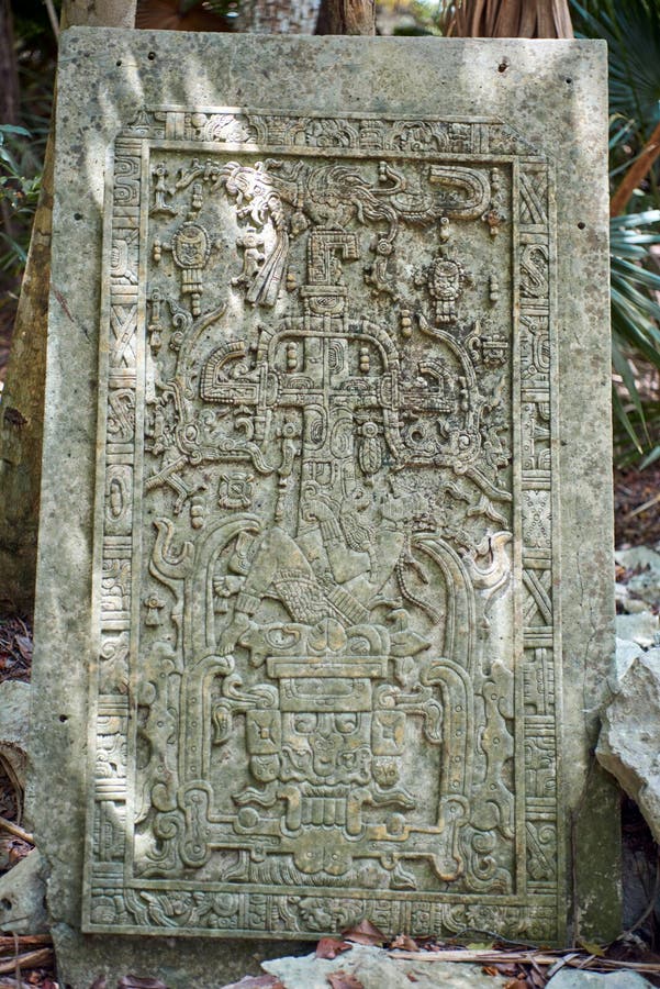 Stone Table with Drawings of Ancient Maya Indians Stock Photo - Image ...