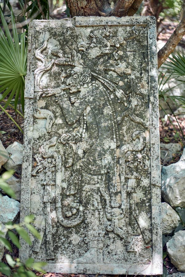 Stone Table with Drawings of Ancient Maya Indians Stock Image - Image ...