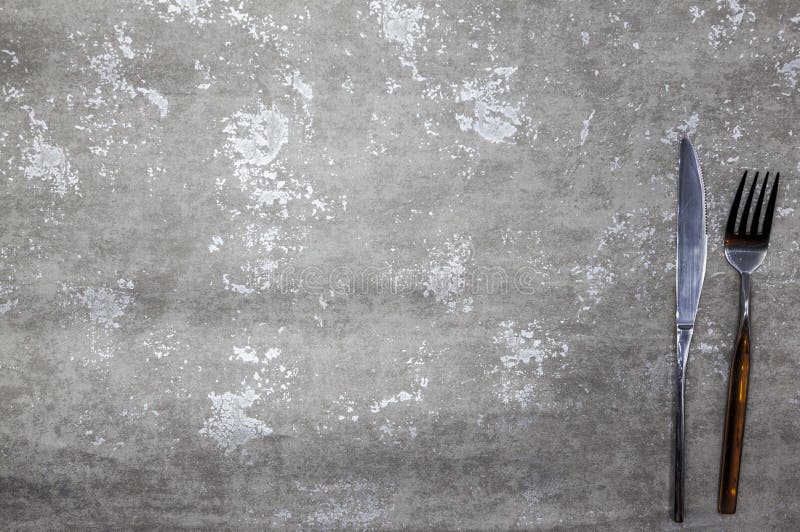 Stone Table with Fork and Knife,a Good Background for Creating ...