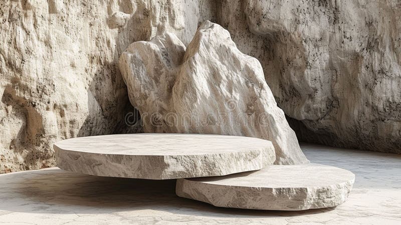 Stone Table in Front of Rock Wall Stock Illustration - Illustration of ...