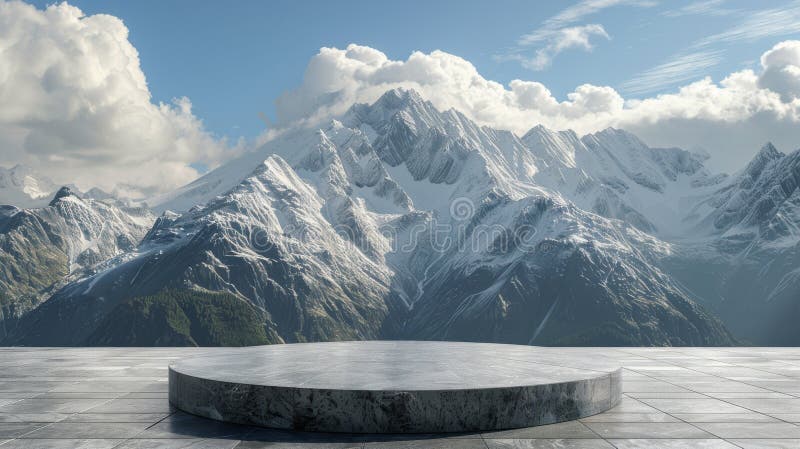 Stone Table with Mountain Range Stock Photo - Image of scenery ...