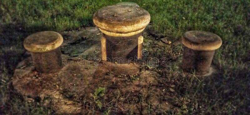 Stone Table N Chair in the Park Stock Image - Image of nature, decor ...