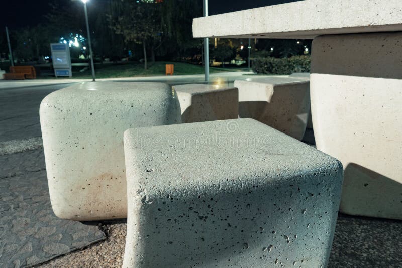Stone Table with Square Stone Seats Stock Image - Image of design ...