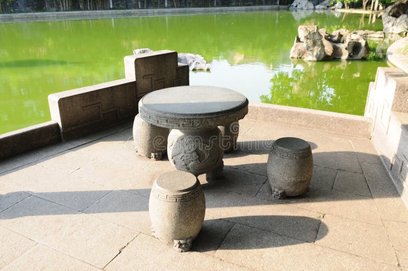 The stone table and stool stock photo. Image of chinese - 5732446