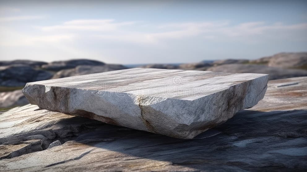 Stone Table Top on the Rock with Sky Background Stock Illustration ...