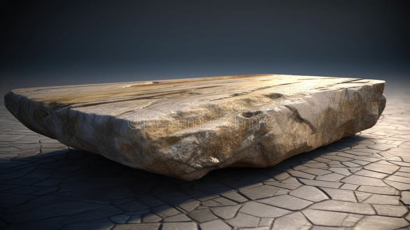 Stone Table Top on Wooden Table and Dark Background Stock Photo - Image ...