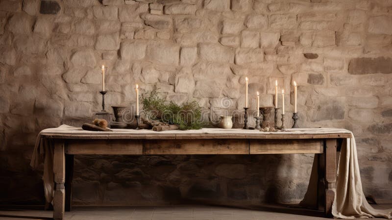 Stone table and wall stock illustration. Illustration of inviting ...